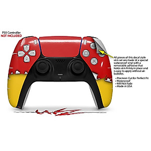 WraptorSkinz Skin Wrap compatible with Sony PS5 DualSense Controller Ripped Colors Red Yellow (CONTROLLER NOT INCLUDED)