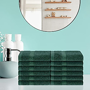 SUPERIOR Face Towel Set, Soft Cotton and Rayon from Bamboo, 12 Piece Set of Washcloths, Makeup Remover Terry Cloth, Decorative Bathroom Essentials, Absorbent Facial Fast Dry Towels, Hunter Green