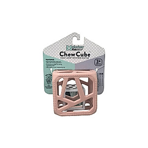 Malarkey Kids Munch Mitt and Chew Cube 2-Pack | Baby Teething Mitten Protects Hands from Chewing & Saliva, Heals Aching Gums, Promotes Sound & Visual Stimulation for Babies (Mauve and Spring Flower)