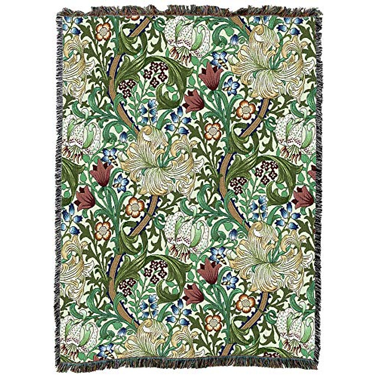Pure Country Weavers William Morris Golden Lily Blanket - Arts & Crafts - Gift Tapestry Throw Woven from Cotton - Made in The USA (72x54)