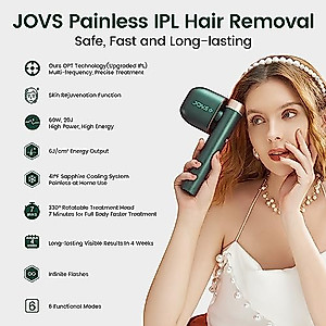 JOVS Venus Pro Ⅱ IPL Hair Removal for Woman & Man 330° Rotation Head Sapphire Cooling Unlimited Flashes Hair Removal Device at Home Use Safe for Whole Body Painless, FDA Cleared - Emerald