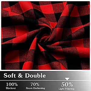 WUBODTI Christmas Red Gingham Curtains 84 Inch Length Red and Black Buffalo Plaid Curtain 2 Panels,Farmhouse Buffalo Checkered Room Darkening Curtain Drapes for Living Room Bedroom Dining Room