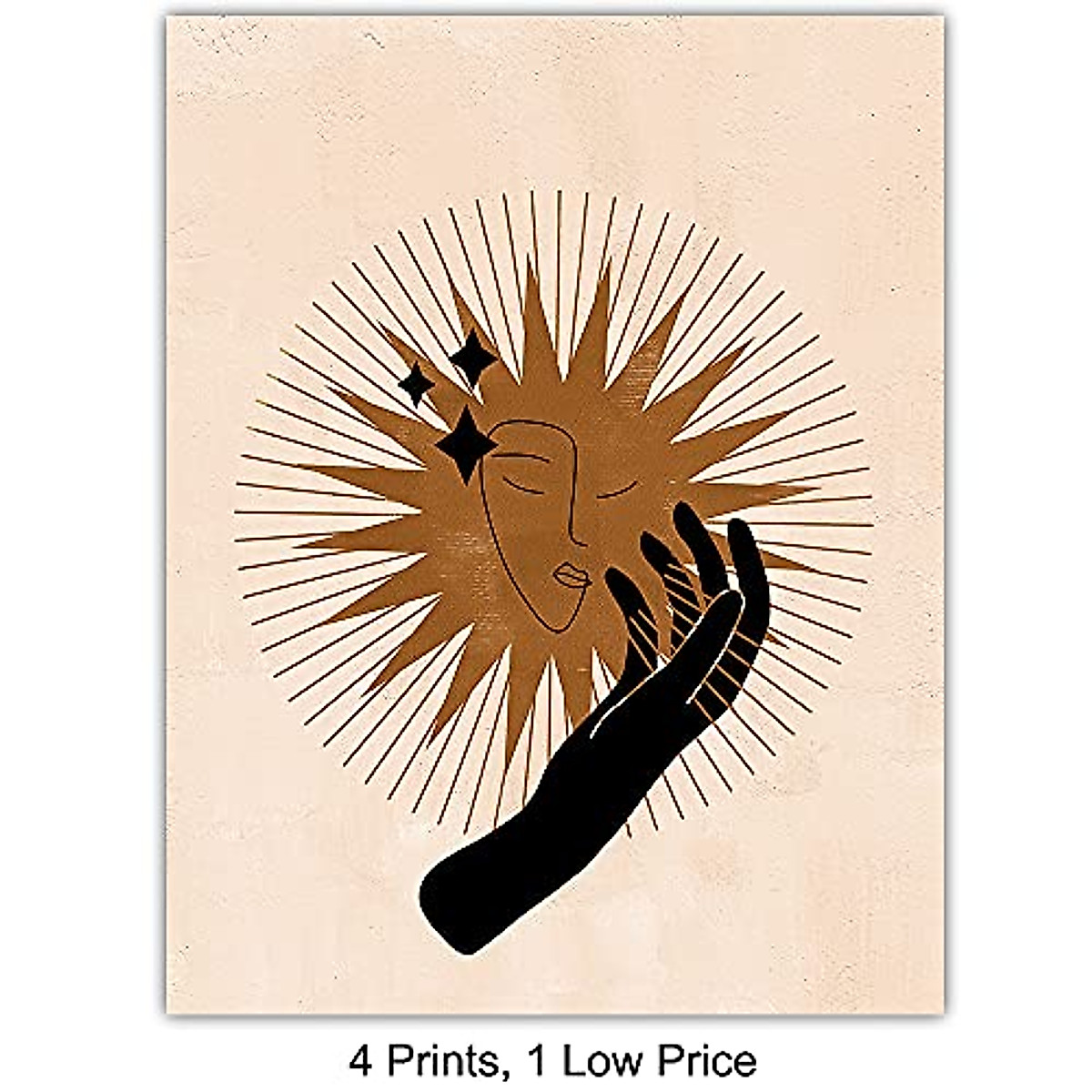 Aesthetic Room Decor - Minimalist Wall Art - Abstract Wall Decor - Sun Moon Stars Celestial Wall Collage - Matisse Style Mid Century Modern Decorations - Boho Gift Set for Women - Bedroom, Living Room