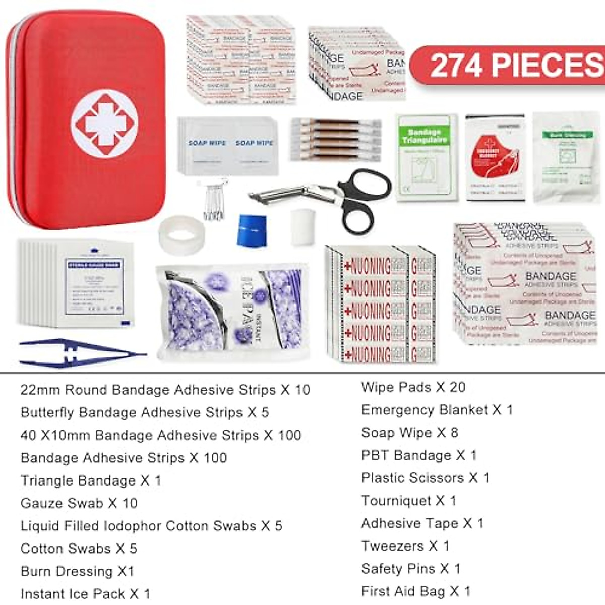 First Aid Kit Home 274PCS Emergency Kit Home Supplies First Aid Kits for Car Camping Essentials for Adventures Boat Public YIDERBO