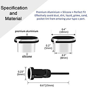 VIWIEU USB Type C Dust Plugs Charging Port Cover Caps with Earphone Jack Pin and Cable Protectors 2 Pack Compatible with Samsung Galaxy S22/S21/S20+ Ultra/Z Flip 4/Z Fold 4, Pixel 6a OnePlus 10T Black