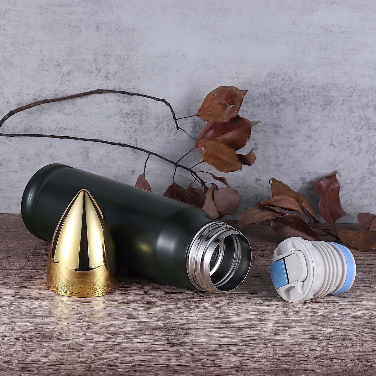 Goetland 304 Stainless Steel 16 oz Bullet Water Bottle Bullet Tumbler Vacuum Insulated Cup Travel Mug Flasks No Logo Army Green