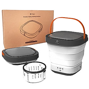 GENESIX Portable Washing Machine Folding Mini Washer For Small Items Of Clothing Like Baby Clothes Underwear Bra Sock (White), GENESIX003