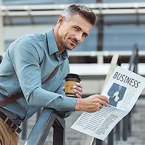 LITOPAK 100 Pack 10 oz Paper Coffee Cups, Drinking Cups for Hot Coffee Chocolate Drinks, Disposable Coffee Cups with Lids, Sleeves and Stirring Sticks, Black Hot Coffee Cups for Home and Cafes.