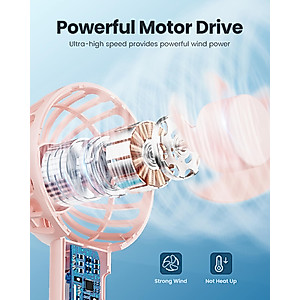 Gaiatop Mini Portable Fan, Dual Motors Powerful Handheld Fan, Cute Design 3 Speed Personal Small Desk Fan with Base, Lightweight Makeup USB Rechargeable Fan for Stylish Girl Women Men Indoor Outdoor