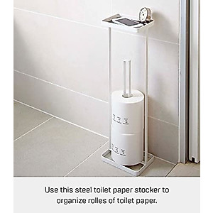 YAMAZAKI Home Roll Stand with Tray | Steel | Toilet Paper Stocker, One Size, White