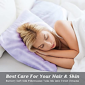 Satin Pillowcase for Hair and Skin, Silky Soft Satin Pillowcase for Women Hair Set of 2, Standard Silk Pillow Cases, Silk Satin Pillowcase with Envelope Closure (Lavender, 20x26 Inches)