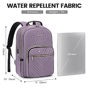 LOVEVOOK Laptop Backpack for Women 15.6 inch,Cute Womens Travel Backpack Purse,Professional Laptop Computer Bag,Waterproof Work Business College Teacher Bag Carry on Backpack with USB Port,Taro Purple