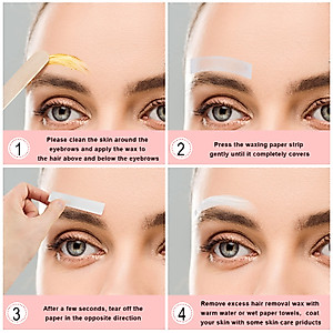 Maitys Eyebrows Small Wax Strips Kit Hair Removal Paper Facial Strips Epilating Pads for Women Men Eyebrow Body Face Arms Lip, 0.4 x 2.4 Inches, White, Wax Not Included(200 Pieces)