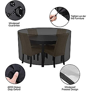 ZHANGY Patio Furniture Cover 24x24 in, Waterproof Patio Table Covers, Garden Furniture Covers Round, 420D Waterproof DustProof Outdoor Large Round Table and Chairs Furniture Set Covers
