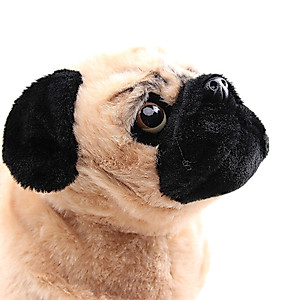 WinAdiGoo Cute Furry Realistic Pug Plush Doll Soft Stuffed Animal Toy 13 inch Cuddle Dog