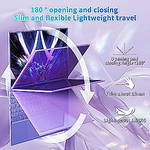 【Win 11 Pro/Office 2019】 16" Laptop Ultra-Narrow bezels 2.5K FHD(2560x1600) IPS Screen, Celeron N5095, 12G RAM, 1TB SSD, Color Backlit KB, Fingerprint Reader, WiFi, Type-C, HDMI(12G+1T SSD, Purple)