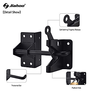 Heavy Duty Automatic Gate Latch for Wooden Fences,Self Locking Metal Gates for Vinyl Fence Outswinging Pool Gate Door Latches, Black