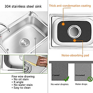 Stainless Steel Sink Wall Mount Commercial Hand Washing Station Prep Utility Kitchen & Bar Sinks Basin W/Gooseneck Faucet and Strainer for Home Garage Restaurant Laundry RV Bathroom Store