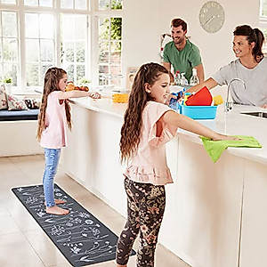 Rempry 2 Pcs Kitchen Rugs and Mats, Cushioned Anti-Fatigue Floor Mat, PVC Non-Slip Waterproof Kitchen Rug Set for Kitchen, Office, Sink 17"x47"+17"x29" (Grey)