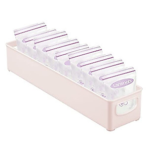 mDesign Storage Organizer Bin for Kitchen Cabinet, Pantry, Refrigerator, Countertop - Breast Milk, Bottles, Sippy Cups, Kids/Toddlers Food Pouches, Baby Food Jars, 2 Pack - Light Pink/Blush