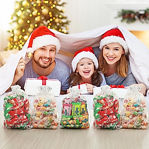 100Pcs Christmas Organza Bags, 4x6 Organza Gift Bags Snowflake Mesh Drawstring Gift Bags for Xmas Wedding Party Favor, Jewelry Candy Goodie Bags