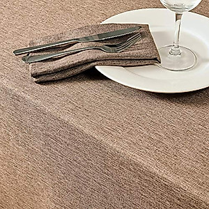 Mebakuk Rectangle Table Cloth Linen Farmhouse Tablecloth Waterproof Anti-Shrink Soft and Wrinkle Resistant Decorative Fabric Table Cover for Kitchen (Oblong 52 x 70 Inch (4-6 Seats), Flaxen)