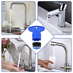 Jersvimc 4Pcs(2 Set) M21.5 Cache Faucet Aerator with Key Removal Wrench Tool, Bathroom Water Faucet Aerator Adapter Replacement Parts Water Flow Restrictor for Faucet Kitchen