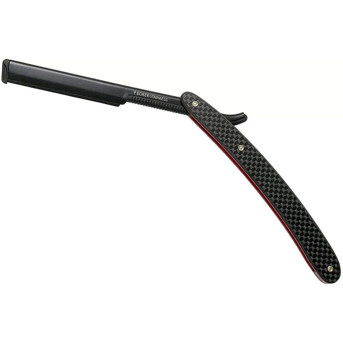 BÖKER Barbarette Carbon Fiber Straight Razor, Black and Red