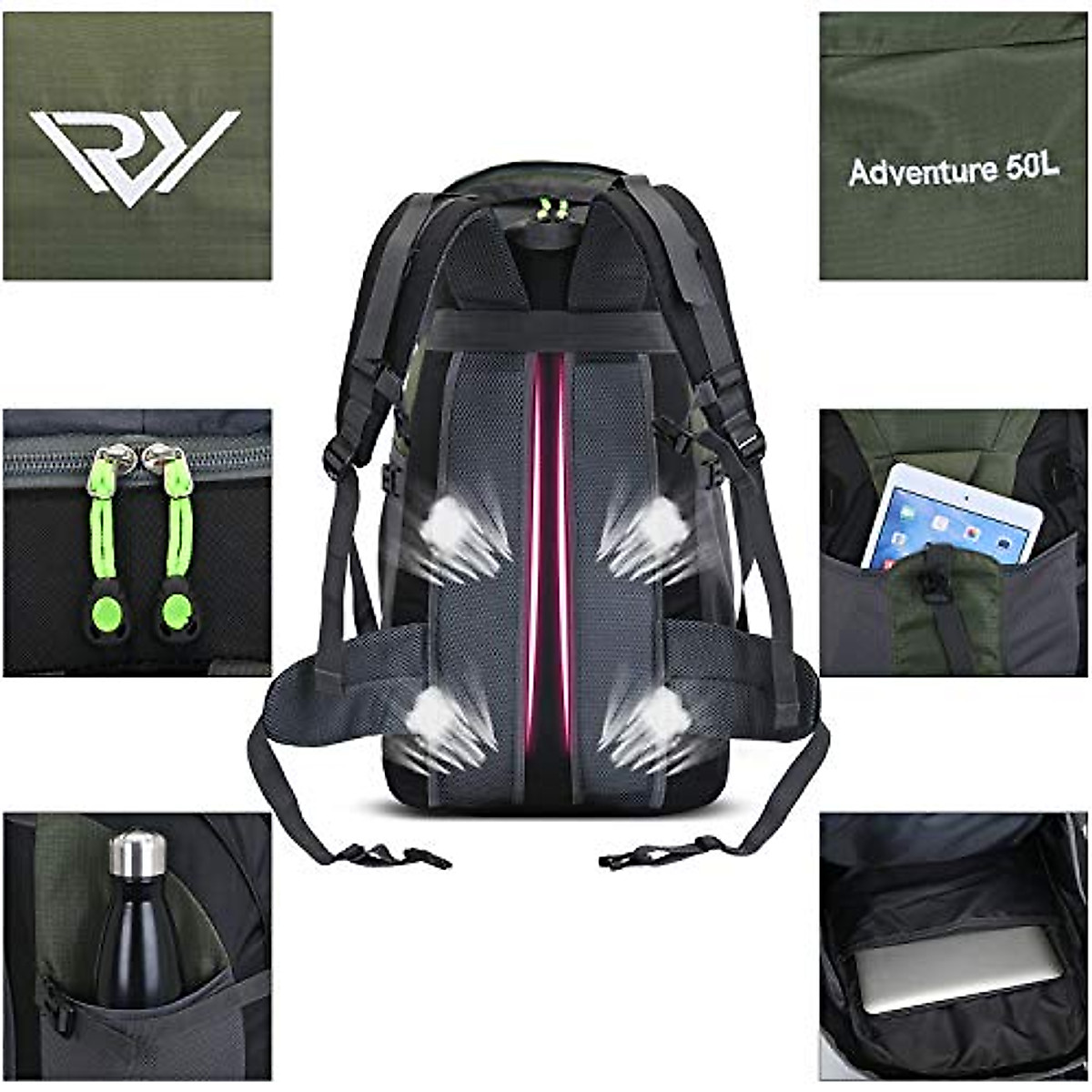 RuRu monkey 50L Hiking Backpack, Lightweight Camping Backpack for Travel Outdoor, Hiking Bag for Men & Women
