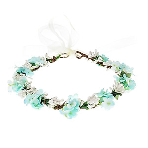 Love Sweety Nature Flower Crown Fruit Headband Boho Garland Wedding Photo Prop (Blue)