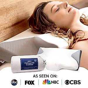 SUTERA - Contour Memory Foam Pillow for Sleeping, Orthopedic Cervical Support for Neck, Shoulder and Back Pain Relief, Ergonomic Pillow for Side, Back and Stomach Sleepers, Washable Cover - White +Bag