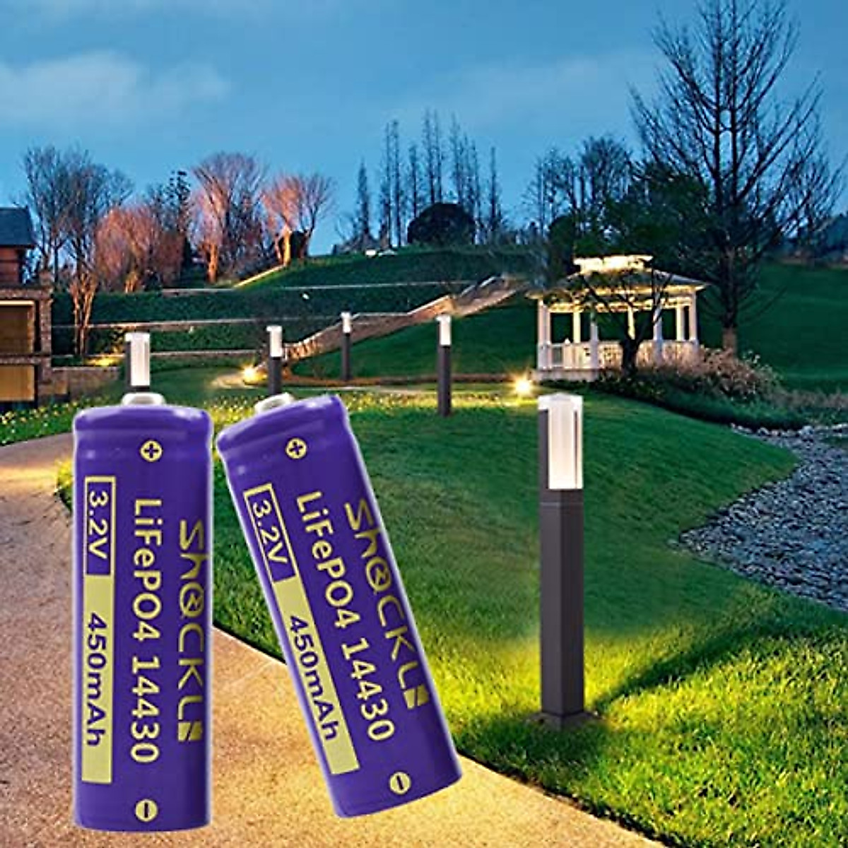 funkawa (8-Pack) Shockli 14430 3.2 Volt 450mAh LiFePo4 Rechargeable 3.2V Solar Battery for Solar Panel Outdoor Garden Lights Light【NOT AA Battery】