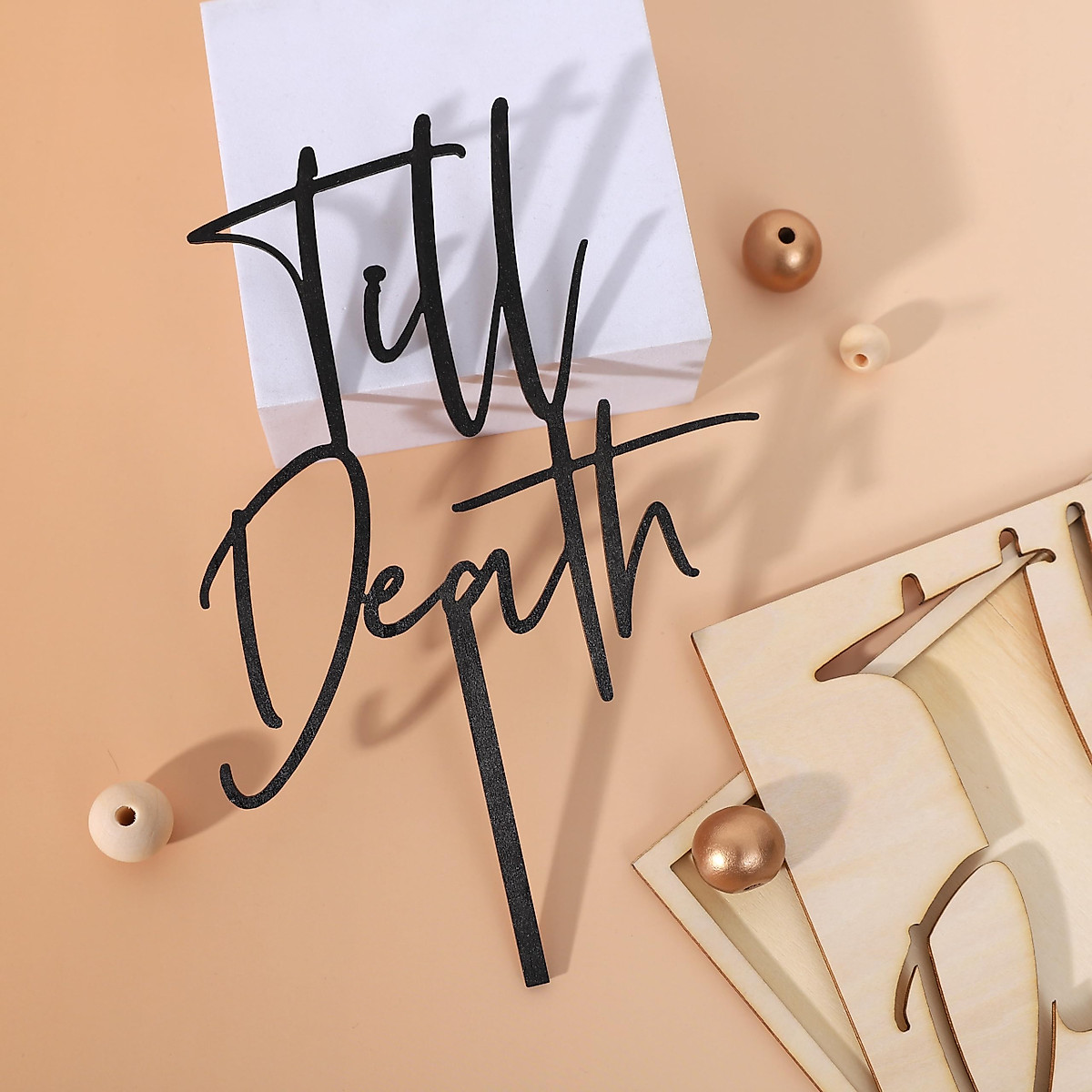 Gothic Till Death Cake Topper - Old English Wedding Cake Topper - Wedding, Anniversary, Valentines Cake Topper (Till Death Cake Topper)