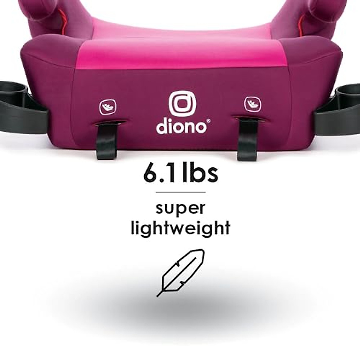 Diono Solana 2 XL 2022, Dual Latch Connectors, Lightweight Backless Belt-Positioning Booster Car Seat, 8 Years 1 Booster Seat, Pink