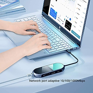 Port Expander USB C Docking Station 9-in-1 Type C Hub with Ethernet, HDMI, VGA, 3 USB 3.0, 100W PD, SD/TF Card Reader USB C Hub USB Splitter