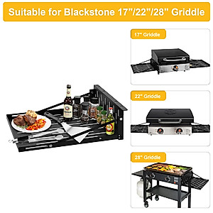 Griddle Caddy for Blackstone 17"/22"/28" Griddle, Griddle Side Shelf for Blackstone Grill, Foldable Design Storage BBQ Accessories for Blackstone Griddle Accessories Organizer