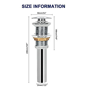 NearMoon Bathroom Pop up Drain, Brass Sink Drain Strainer for Bathroom Assembly Stopper Vessel Sink, Anti-Clogging (Without Overflow, Chrome Finish)