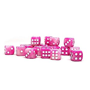 25 Count Pack of 12mm D6 Dice - Matching Collection of 6 Sided Dice with Pips (Pink Opal)