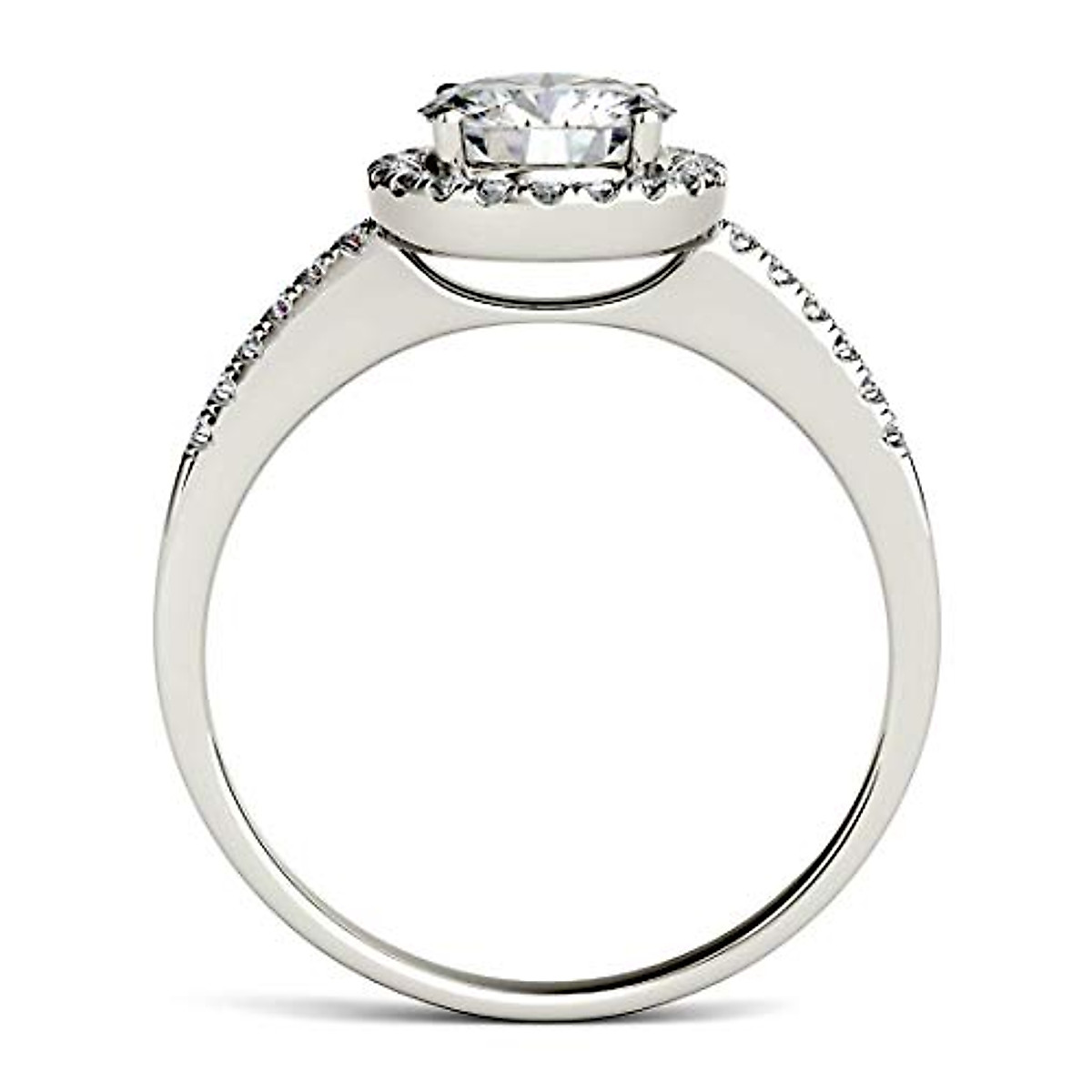 Charles & Colvard Created Moissanite 6.5mm Round Cut Engagement Ring for Women | 1.3 cttw DEW | Lab Grown | Solid 14K White Gold with Rhodium | Size 6