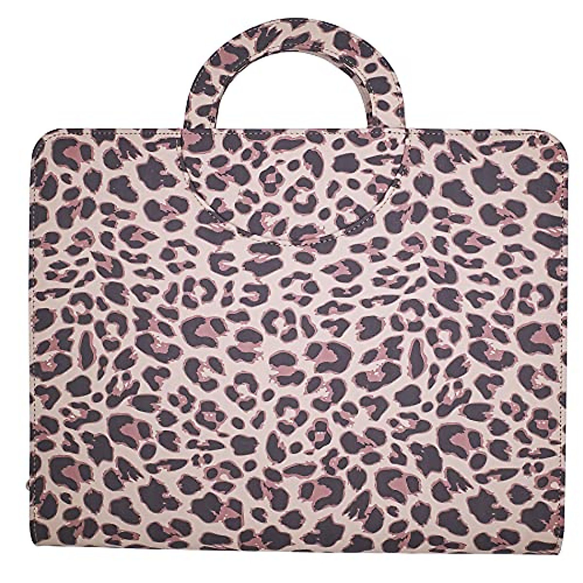 ECEIRO Leather Portfolio Ring Binder - Three Ring Binder Organizer Zippered Padfolio Folder Portfolio Organizer with Hidden Handle Cute Office Leather Binder - Gifts Supplies for Women