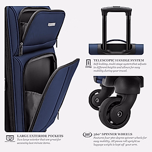 U.S. Traveler Anzio Softside Expandable Spinner Luggage, Dark Grey, Checked-Large 30-Inch