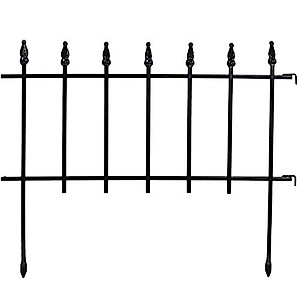 Sunnydaze Roman 9-Foot 5-Panel Iron Wire Border Fence Set - 22 Inches W x 18 Inches H Per Piece - Black