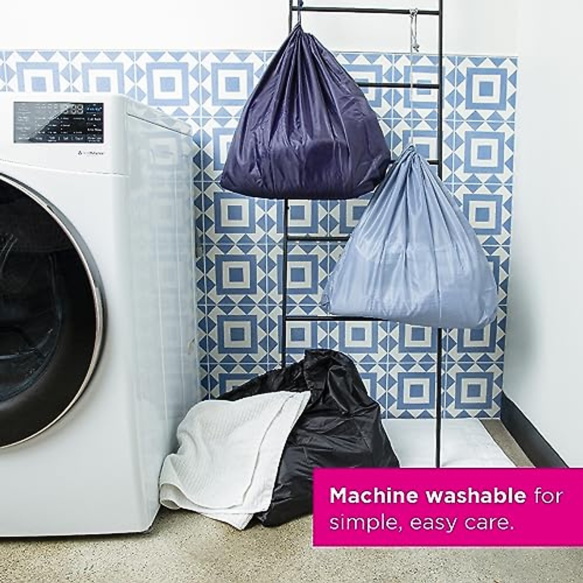 Miamica Soft Travel Laundry Bag with Zipper and Drawstring, Gray, 21” x 22” – Keep Your Dirty Clothes Separate and Your Suitcase Organized – Expandable, Durable, and Foldable Laundry Bag