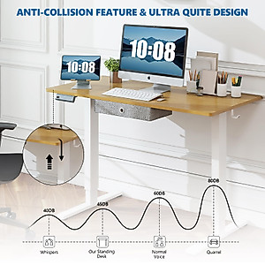 Standing Desk with Drawer, 40 x 24 Inch Home Office Electric Stand Up Desk with Drawer Storage, Height Adjustable Sit Stand Ergonomic Computer Desk with Wire Hole and Hook for Workstation, Study