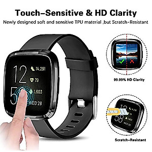 Wepro Screen Protective Case Compatible with Fitbit Versa 2 Smartwatch, 3-Pack Soft TPU Full Cover Cases for Fitbit Versa 2 Watch, Clear/Black/Rosegold