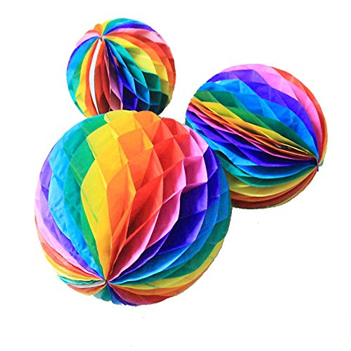 8PCS Hanging Iridescent Honeycomb Ball Rainbow Tissue Paper Pom Poms Balls Flowers Decorative for Bridal Shower Wedding Birthday Theme Party Home Wall Decoration (10”/25cm)