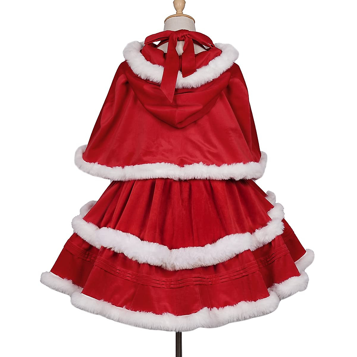 ZZEQYG Christmas Dresses for Women Solid Color Fashion Warm Halter Dress Suit with Cloak (S, Dress Suit-Red) …