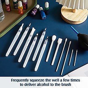 Alcohol Ink Blending Tool Set Include Blending Brush Pen Multiple Tip Shapes Foam Tipped Blending Swabs with Mini Air Blower for Card Making Embossing Painting Rendering (35)