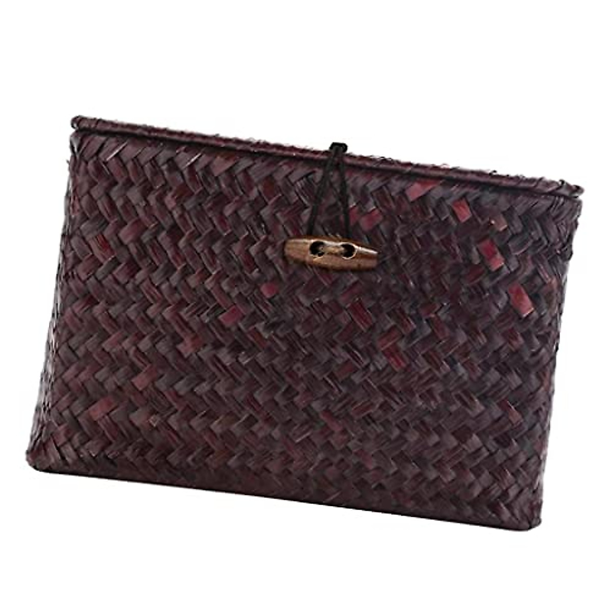 PETSOLA Seaweed Woven Srage, Stackable Ctainer Box with Lid Organizer Closet Drawer, Coffee