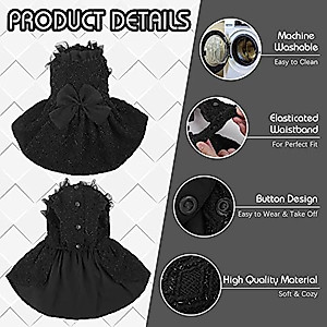 Kuoser Dog Dresses for Christmas Wedding Birthday Party, Small Medium Dogs Dress Puppy Costume with Bow-Knot, Cute Pet Clothes Cat Apparel, Black Medium
